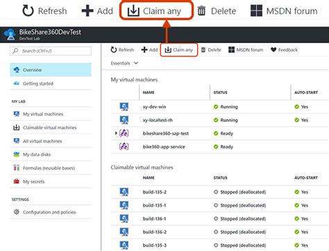 create and manage claimable vms in azure devtest labs
