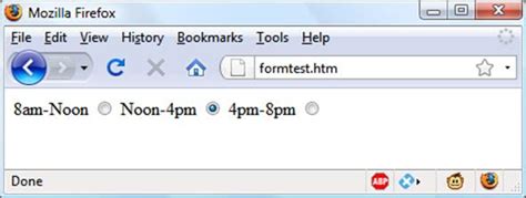 selecting a single value with radio buttons