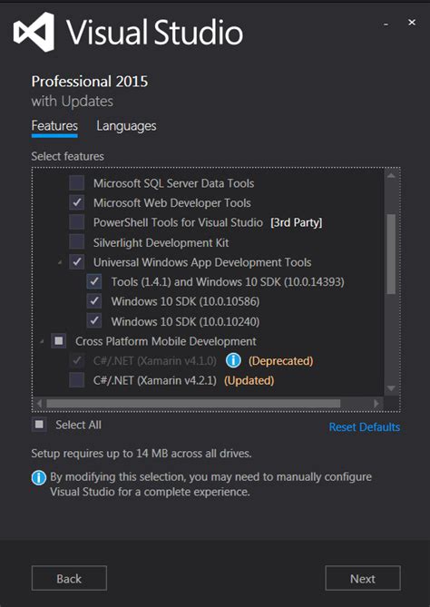 xamarin uwp which version of windows sdk to install for uwp