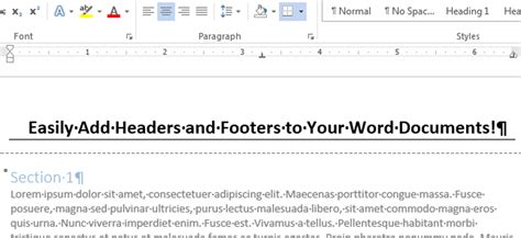 how to add a header or footer to a word document