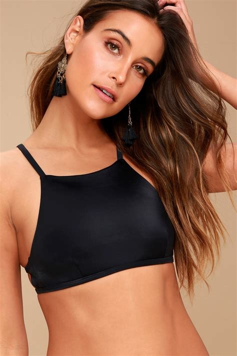 Rvca Solid Bikini Bikini Crop Top Strappy Black Bikini Top Lulus