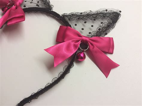 Black Lace Cat Ears Headband Kitten Play