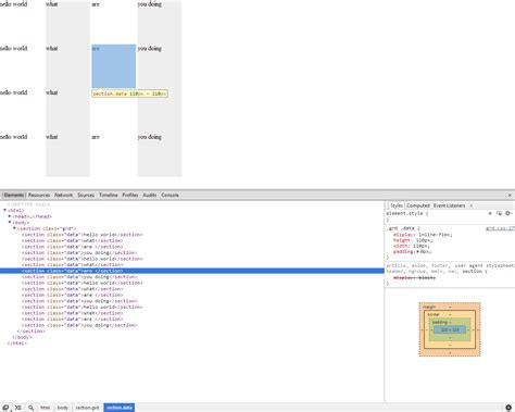 html display inline flex causes weird box model rendering stack