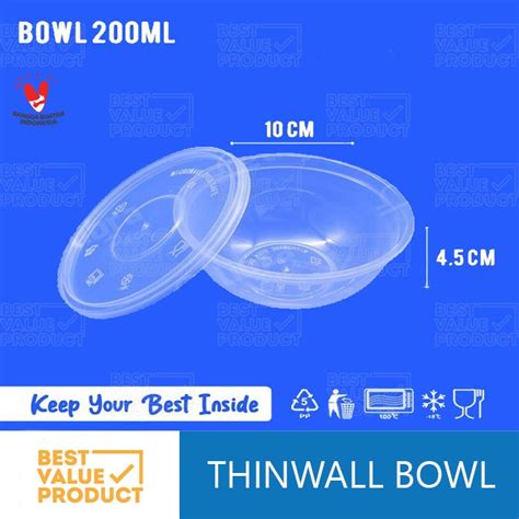Thinwall Bowl 200ml Bowl Tempat Makan Plastik Plastic Container