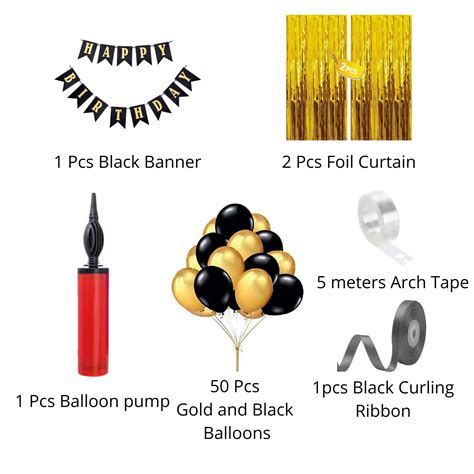 Bbrats Black Gold Happy Birthday Decoration Items Set Of Happy