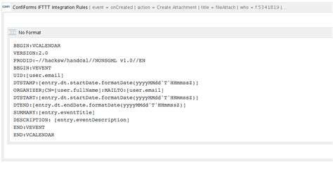 creating a file with calendar invitation ics file in confluence and