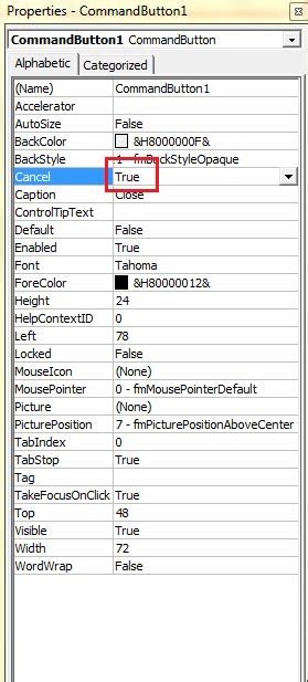 excel vba tips close userform on escape key