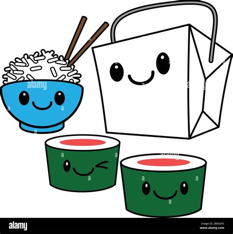 Kawaii Chinese Food A Cartoon Illustration Of Kawaii Chinese Food