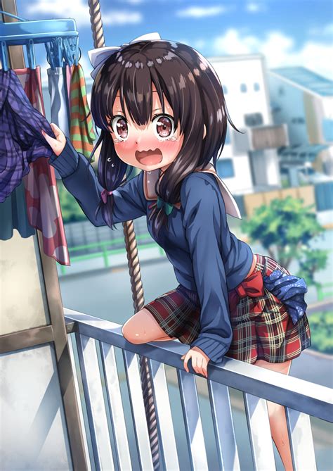The Big Imageboard Tbib 1girl Bangs Black Hair Blue Shirt Blurry