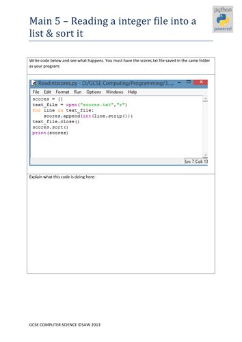 a453 python reading writing sorting files teaching resources