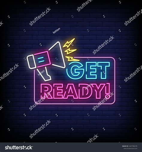 Get Ready Neon Signs Style Text Stock Vector Royalty Free 1607780278