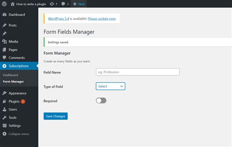 php how to add custom fields in wordpress plugin page with ajax