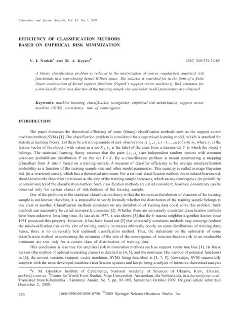 pdf efficiency of classification methods based on empirical risk