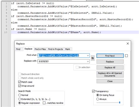 notepad regex replace text in line with capture from the next line
