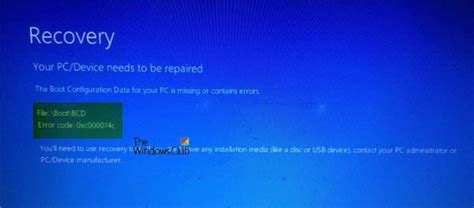 fix 0xc000014c boot bcd error in windows 11 10