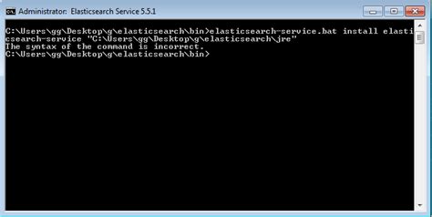 windows installing elasticsarch the syntax of the command is