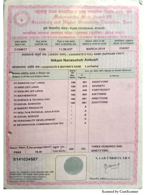 Ssc Marksheet Pdf