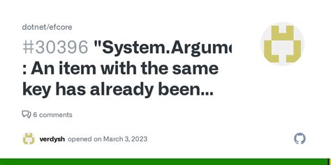 system argumentexception an item with the same key has already been
