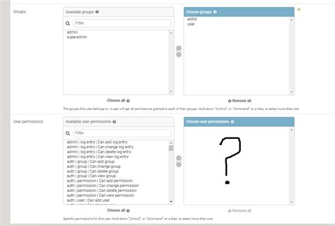 why user permissions are not showing in django rest framework stack