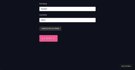 react hook form unregister v6 forked codesandbox
