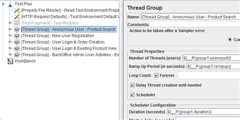 jmeter how to run multiple thread groups in multiple test environments