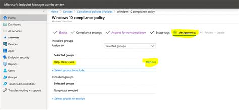 create an intune compliance policy for windows 10 devices possible to