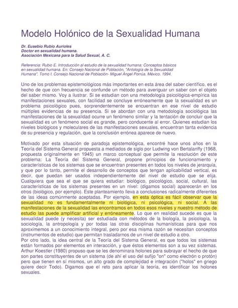 07 Modelo Holonico De La Sexualidad Humana Modelo Holónico De La