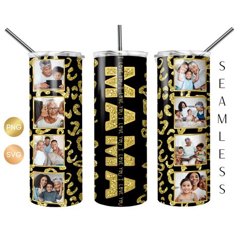 Gold Black Leopard Mom Tumbler Wrap Sublimation Png Glitter Etsy