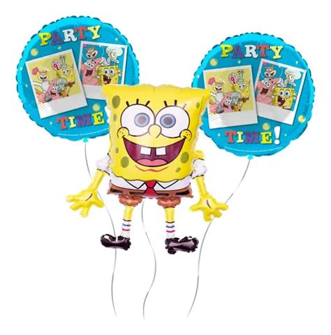 Pack 3 Uds Globos Metalicos Personaje Bob Esponja Cuotas Sin Interés