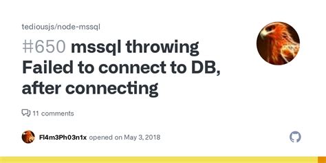 mssql throwing failed to connect to db after connecting · issue 650