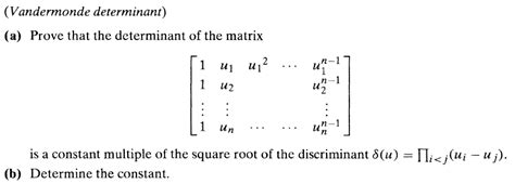 solved vandermonde determinant a prove that the