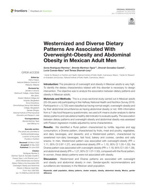 Pdf Westernized And Diverse Dietary Patterns Are Associated With