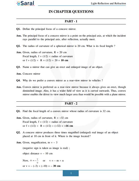 Ncert Solutions For Class 10 Science Chapter 10 Light Reflection And