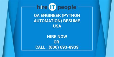 qa engineer python automation resume hire it people we get it done