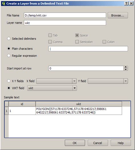 visualising wkt geometry string in qgis geographic