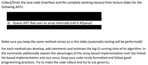 create a java code that includes all the methods from