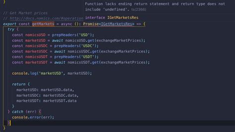 javascript function lacks ending return statement and return type