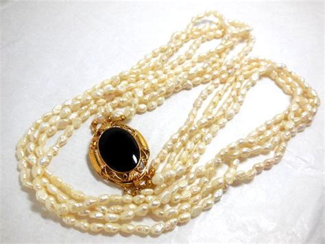 Pearl Necklace Freshwater Pearls Vintage Multi Strand Necklace 10 K
