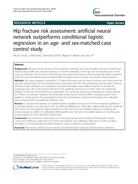 pdf hip fracture risk assessment artificial neural network