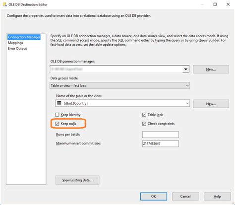 sql server import wizard treat blank as null instead of
