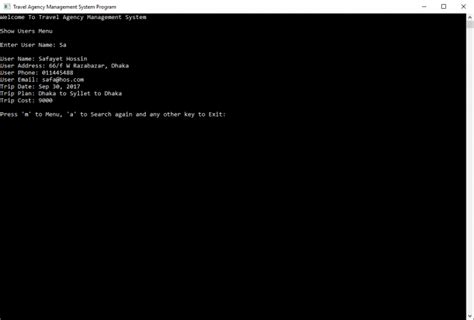 travel agency management system in c with mysql code with c