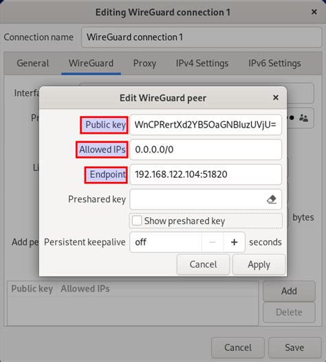 how to configure wireguard vpn client with networkmanager gui