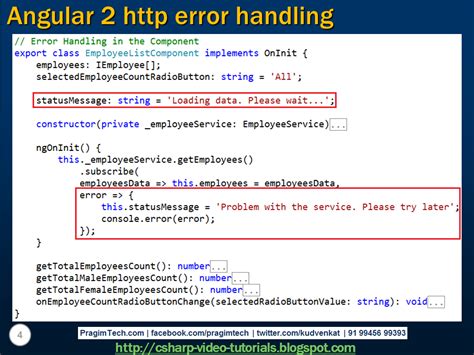 sql server and c video tutorial angular 2 error handling