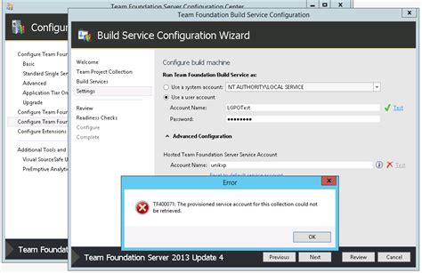 azure devops getting error tf400071 the provisioned service account