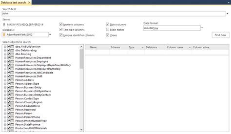 cómo buscar rápidamente datos y objetos de bases de datos sql