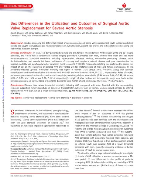 Pdf Sex Differences In The Utilization And Outcomes Of Surgical