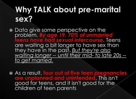 Premarital Sex And Teenage Pregnancy