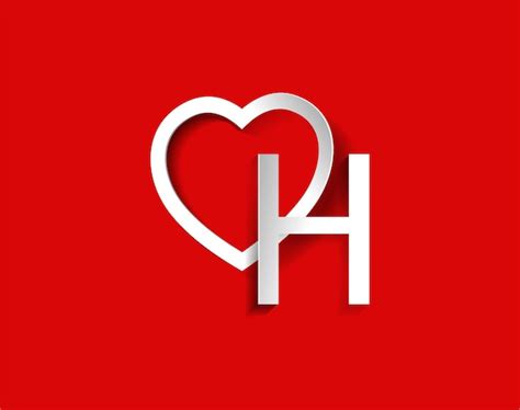 Letra H Con Un Corazón Sobre Fondo Rojo Para Amantes Y Amigos Vector