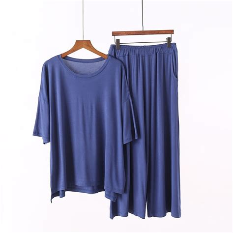 Plus Size 7xl 150kg Women Modal Pajamas Sets Summer Short Sleeve Top