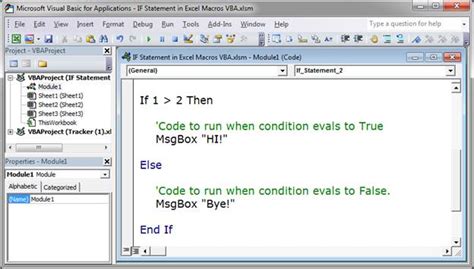 vba if statement in excel macros